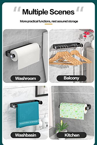 Paper Towel Holder Under Cabinet for Kitchen,Wall Mount Paper Towel Holder Paper Roll Holder,Self Adhesive or Screw Mounting Paper Towel Holder Wall Mount for Kitchen, Pantry, Sink, Bathroom (Black)