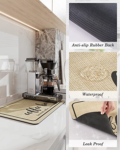 TCHDIO-Coffee Mat-Hide Stain Absorbent Rubber Backed Quick Drying Mat for Kitchen Counter-Coffee Bar Accessories Dish Drying Mat Fit Under Coffee Maker Coffee Machine Coffee Pot Espresso Machine