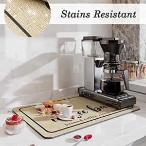 TCHDIO-Coffee Mat-Hide Stain Absorbent Rubber Backed Quick Drying Mat for Kitchen Counter-Coffee Bar Accessories Dish Drying Mat Fit Under Coffee Maker Coffee Machine Coffee Pot Espresso Machine