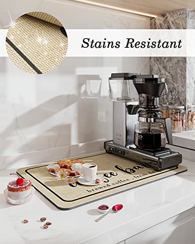 TCHDIO-Coffee Mat-Hide Stain Absorbent Rubber Backed Quick Drying Mat for Kitchen Counter-Coffee Bar Accessories Dish Drying Mat Fit Under Coffee Maker Coffee Machine Coffee Pot Espresso Machine