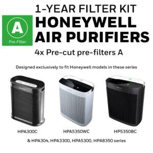 Honeywell HRF-A300 Air Purifier Pre Kit Filter, 4-Pack - Allergen Air Filter Targets Dust, VOC, Pet, Kitchen, and Wildfire/Smoke Odors