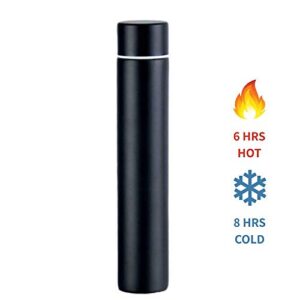 Jumigra Insulated Water Bottle, 18/8 (304) Stainless Steel, Super Slim Skinny Mini, Portable, Leak Proof, 8oz, Black