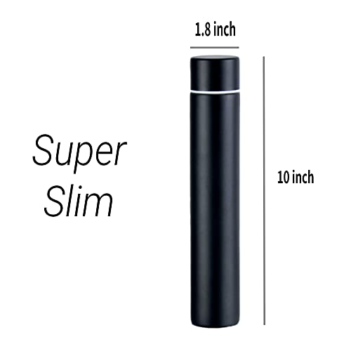 Jumigra Insulated Water Bottle, 18/8 (304) Stainless Steel, Super Slim Skinny Mini, Portable, Leak Proof, 8oz, Black