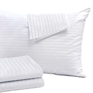 Niagara Sleep Solution 4Pack Pillow Protectors Standard 20x26 Inches Cotton Sateen Blend Tight Weave Size High Thread Count Zippered White Hotel Quality Non Noisy