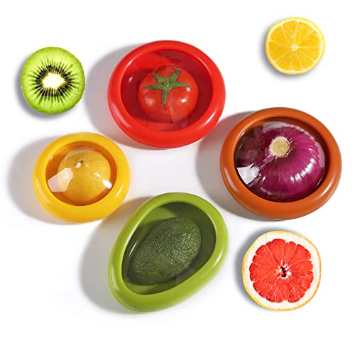 SOOPLEU Avocado Saver Onion Holder Storage Containers for Fridge, Reusable Food Saver-Avocado Storage Container, Tomato, Onion, Lemon Keeper Holder, Refrigerator Vegetable Fruit Crisper (4 PS)