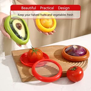 SOOPLEU Avocado Saver Onion Holder Storage Containers for Fridge, Reusable Food Saver-Avocado Storage Container, Tomato, Onion, Lemon Keeper Holder, Refrigerator Vegetable Fruit Crisper (4 PS)