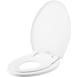 little2big 181slow 000 toilet seat with built-in potty training seat, slow-close, and will never loosen, elongated, white