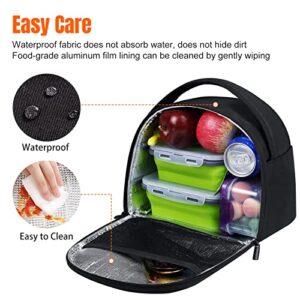 Gloppie Lunch Box Insulated Lunch Bag Women Men Lunch Cooler Bags Black Lunch Tote Bag for Bento Box Lunch Containers Adult Lunchbox Lunchbag Work Office Picnic