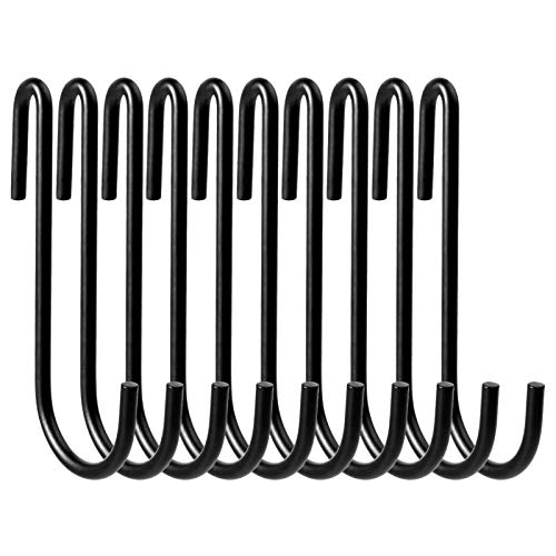 Vdomus pot rack hooks black S style for kitchen pot hanging, set of 10 (black)