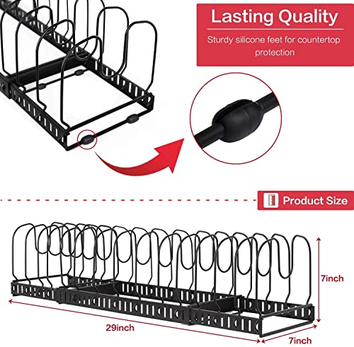 X-cosrack 15 Dividers Pot Pan Lid Rack Bakeware Cupboard Organizer, Expandable, Black