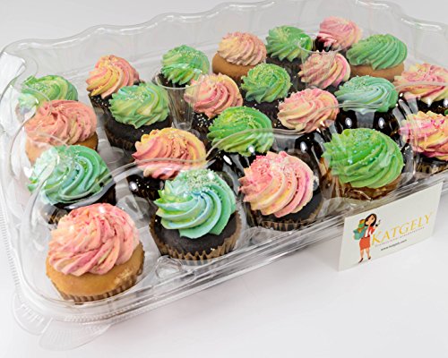 Katgely 24 Pack Cupcake Boxes - Set of 4- Plastic Cupcake Containers