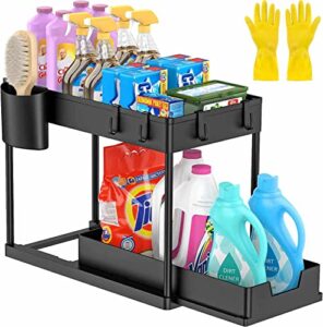 under sink organizer,2 tier under cabinet organizer sliding under bathroom sink organizers and storage multi-purpose tidy help under sink storage shelf kitchen