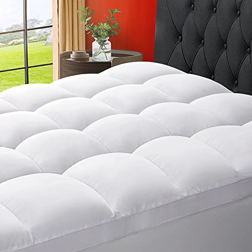 SOPAT Mattress Topper Queen Size Extra Thick Mattress Pad Plush Top 8-21" Deep Pocket Soft Down Alternative Fill Mattress Protector Pillow Top Mattress Cover (60x80 Inches, Plush White)