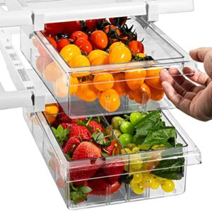 sorbus pull out fridge drawer – attachable deli drawer – adjustable refrigerator storage bin – clear plastic kitchen accessories