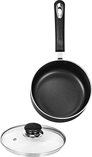 Utopia Kitchen 2 Quart Nonstick Saucepan with Glass Lid - Multipurpose Use for Home Kitchen or Restaurant (Grey-Black)