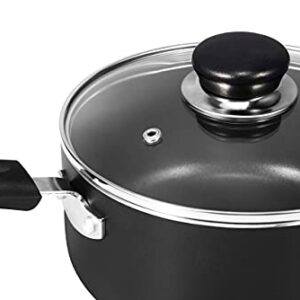 Utopia Kitchen 2 Quart Nonstick Saucepan with Glass Lid - Multipurpose Use for Home Kitchen or Restaurant (Grey-Black)