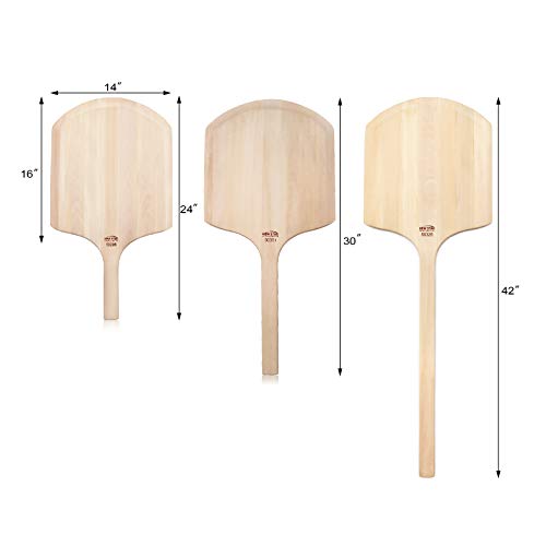 New Star Foodservice 50295 Restaurant-Grade Wooden Pizza Peel, 16" L x 14" W Plate, with 10" L Wooden Handle, 24" Overall Length