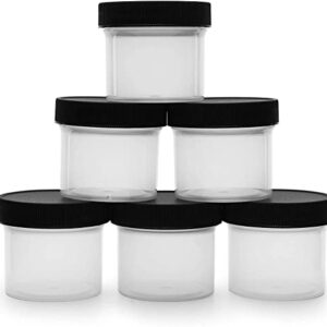 Salad Dressing Condiment Containers (6-Pack); 2-Ounce To-Go Plastic Mini Food Storage Jars for Lunch Boxes; Carry Up to 4 Tablespoons