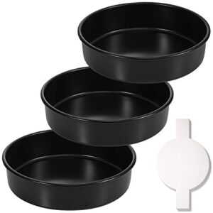 hiware 8-inch round cake pan set of 3, nonstick baking cake pans with 90 pieces parchment paper, dishwasher safe