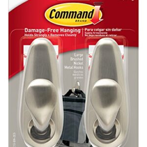 Command Forever Classic Large Metal Wall Hooks, Damage Free Hanging Wall Hooks with Adhesive Strips, No Tools Wall Hooks for Hanging Decorations in Living Spaces, 2 Metal Hooks and 4 Command Strips