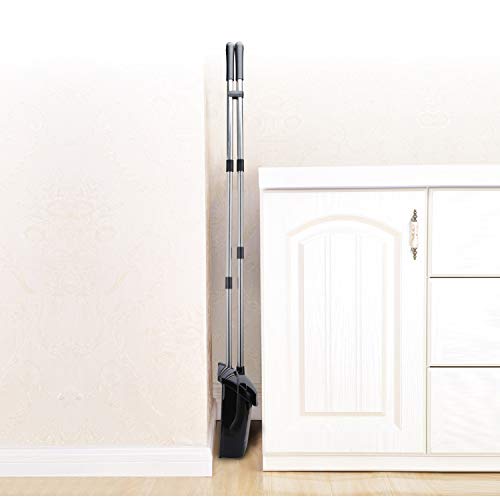 Broom and Dustpan Set for Home with Lid Indoor Upright Dustpan and Broom Combo Dust Pan with Long Handle Standing Sweeper Angle Broom Sweeping Room Office Garden Kitchen Floor Kids Pet Hair