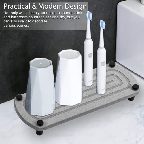 Modern Home Sink Caddy Dries Instantly | Diatomaceous Earth Drying Rack | Bathroom Sink Organizer | Kitchen Sink Organizer | Rapid Drying Stone Sink Caddy | Soap Holder, Prevents Moisture Buildup