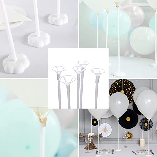 SAKOLLA Balloon Stick Stand - 10 Sets Balloon Base with Pole and Cup Table Desktop Centerpiece Holder for Birthday Party, Wedding, Holidays and Anniversary Decoration (15.7 inch White)