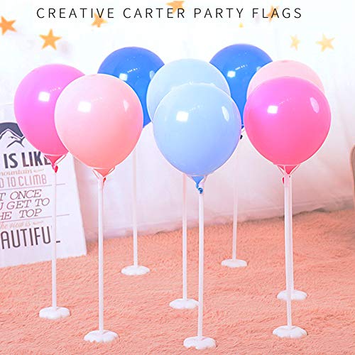 SAKOLLA Balloon Stick Stand - 10 Sets Balloon Base with Pole and Cup Table Desktop Centerpiece Holder for Birthday Party, Wedding, Holidays and Anniversary Decoration (15.7 inch White)