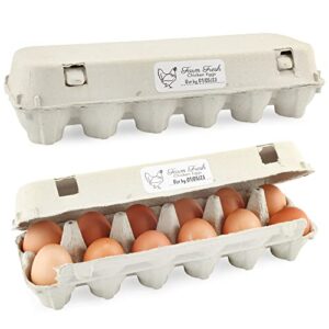 Cornucopia Cardboard Egg Cartons (18-Pack); Each for One Dozen, Eco-friendly Recycled Material Biodegradable 12-count Egg Cartons w/Labels