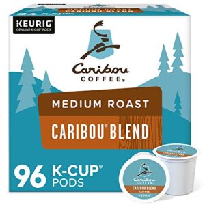 caribou coffee caribou blend, single-serve keurig k-cup pods, medium roast coffee, 24 count (pack of 4)