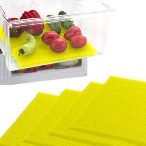 dualplex® fridge liners – refrigerator liner drawers or shelves – 4 pack fridge mats washable – 12” x 15” – fruit & veggie life extender liner – fresh produce mat – drawer shelf bins liners (yellow)