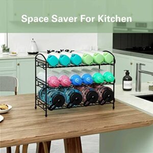 Zarler Water Bottle Organizer Rack, 3-Tier Water Bottle Storage Holder No Tools Assembly, Stackable Water Bottle Organizers Shelf for Cabinet Kitchen Pantry Countertop