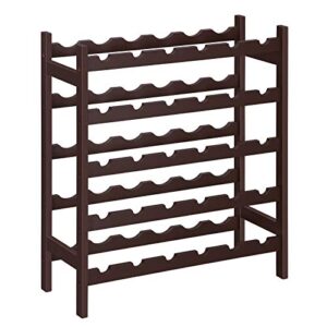 songmics 30-bottle wine rack, 5-tier freestanding floor bamboo wine holder, display stand shelves, wave bars, espresso ukwr25br