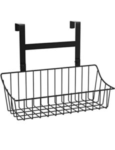 marafansie grid storage basket, over the cabinet door organizer, hanging basket with hook over the cabinet/railing, under sink kitchen cabinet, pantry, bathroom, small, black, 1 pack