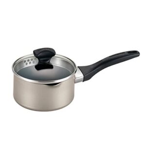 farberware 21907 dishwasher safe nonstick sauce pan/saucepan with straining and lid, 1 quart, silver