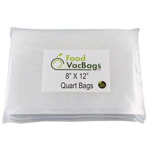 foodvacbags 100 8″ x 12″ vacuum seal bags, food storage, food saver compatible, bpa free, commercial grade, heavy duty, sous vide cooking