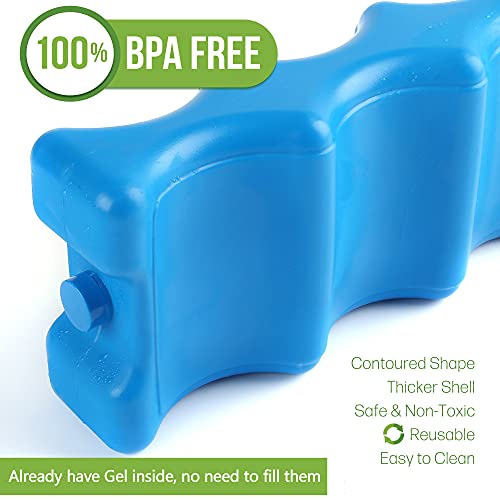 LotFancy Ice Packs for Coolers, 2PCS Contoured Freezer Packs for Breastmilk Bottle Storage, Lunch Box, Insulated Bags, Long Lasting Reusable Cool Packs for Beer Cans Soda, Camping Beach Picnic