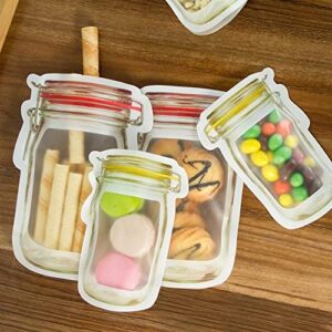 Fireboomoon 30 PCS Multi-Size Mason Jar Bottle Pattern Zipper Bags,Reusable Airtight Seal Leak-Proof Portable Food Snack Save Storage Pouch Bag for Travel Picnic Camping and Kids