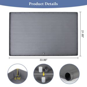 TACHLAND Under Sink Mat 34 x 22 Waterproof Under Kitchen Sink Mat Cabinet Mat with Drain Hole Under Sink Tray for Bathroom, Fits 36" Cabinet, Dark Grey