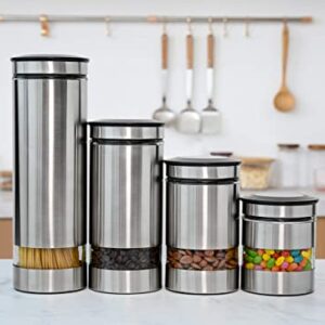 Le'raze Airtight Food Storage Container for Kitchen Counter with Window, [Set of 4] Canister Set Ideal for Flour Tea, Sugar, Coffee, Candy, Cookie Jar