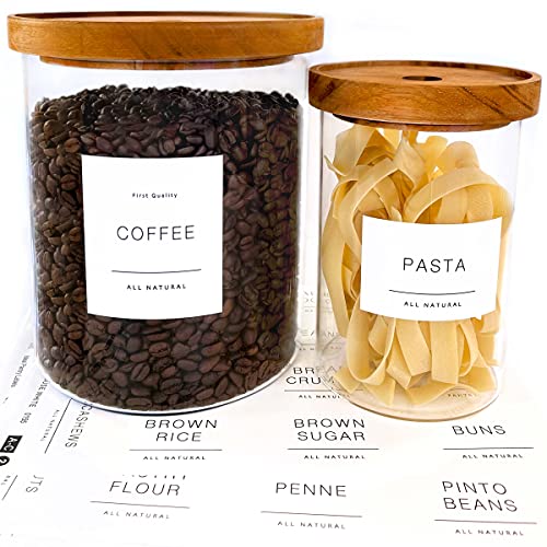 Quart + Pint Made by Sketch Concepts. 134 Kitchen Pantry Labels for Containers. Minimalist Preprinted Farmhouse Style. White Matte Sticker Black Text. Waterproof Stickers. Organization Jars Canisters