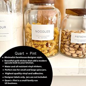 Quart + Pint Made by Sketch Concepts. 134 Kitchen Pantry Labels for Containers. Minimalist Preprinted Farmhouse Style. White Matte Sticker Black Text. Waterproof Stickers. Organization Jars Canisters