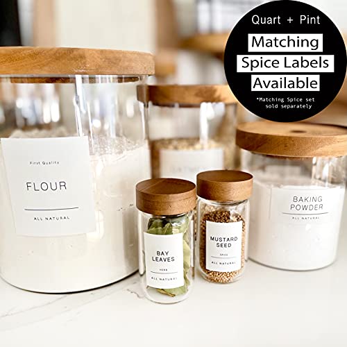 Quart + Pint Made by Sketch Concepts. 134 Kitchen Pantry Labels for Containers. Minimalist Preprinted Farmhouse Style. White Matte Sticker Black Text. Waterproof Stickers. Organization Jars Canisters