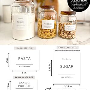 Quart + Pint Made by Sketch Concepts. 134 Kitchen Pantry Labels for Containers. Minimalist Preprinted Farmhouse Style. White Matte Sticker Black Text. Waterproof Stickers. Organization Jars Canisters