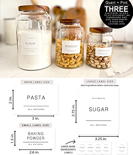 Quart + Pint Made by Sketch Concepts. 134 Kitchen Pantry Labels for Containers. Minimalist Preprinted Farmhouse Style. White Matte Sticker Black Text. Waterproof Stickers. Organization Jars Canisters