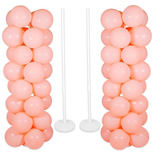 2 Sets Thicken Adjustable Balloon Column Stand Kit Base and Pole Balloon Tower Decorations for Baby Shower Graduation Birthday Wedding Party