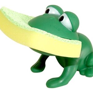 Animal Shape Novelty Kitchen Sponge Holder and Sponge Choice of Frog or Duck (Green Frog)