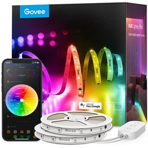 govee 100ft rgbic led strip lights, smart led lights work with alexa and google assistant, app control segmented diy multiple colors, color changing lights music sync, wifi led light strip for bedroom