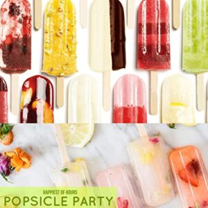 Homemade Popsicle Molds Shapes, Silicone Frozen Ice Popsicle Maker-BPA Free, with 50 Popsicle Sticks, 50 Popsicle Bags, 10 Reusable Popsicle Sticks, Funnel and Ice Pop Recipes