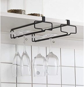 linfidite wine glass holder 2pcs stemware rack hanger under cabinet wine glass rack kitchen hanging glass storage rack organizer,black